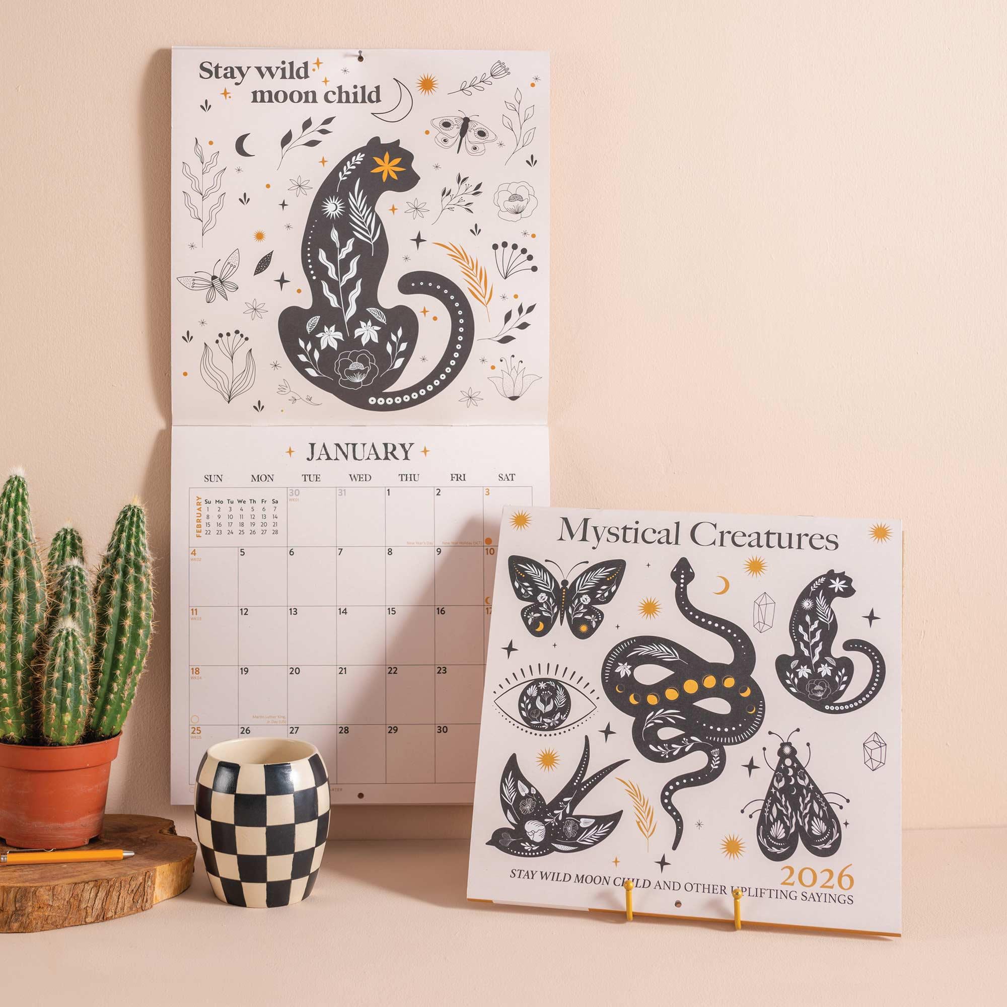 2026 Wall Calendar | Mystical Creatures | Esoteric | Moon Phases ...
