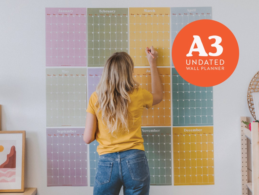 Large Monthly Wall Planner A3 Pastel Wall Planner Individual - Etsy