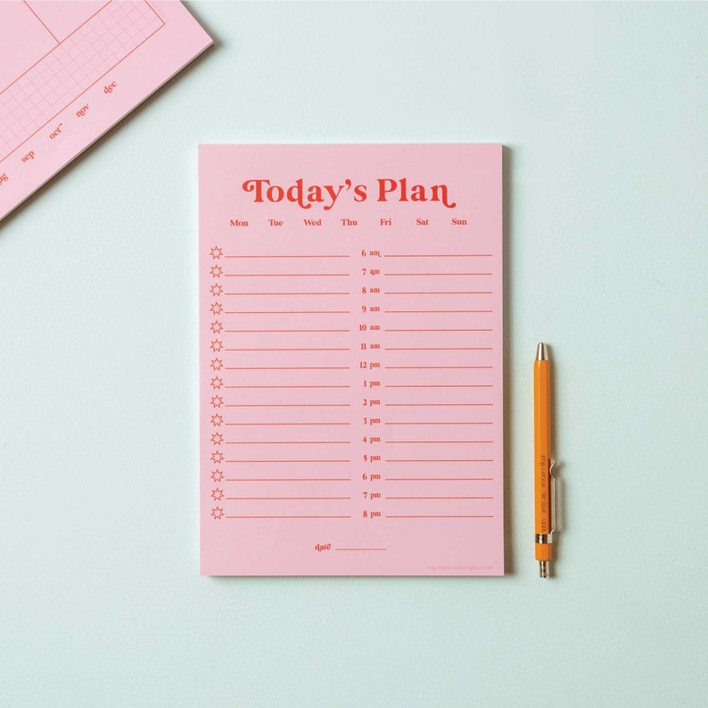 Weekly & Daily Planner Pad Set Pink and Red | Daily Notepad | To-do ...