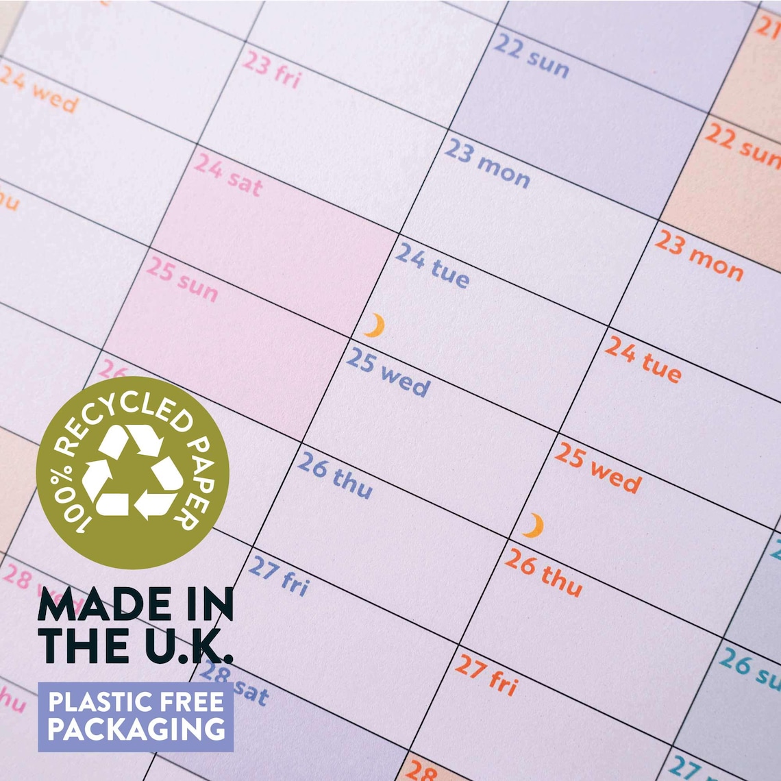 2027 Year Wall Planner Portrait Colourful Pastels | Pastel Planner ...