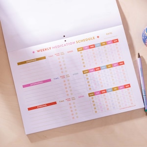 A4 Medication Schedule and Tracker Planner Pad | Vitamin Tracker ...