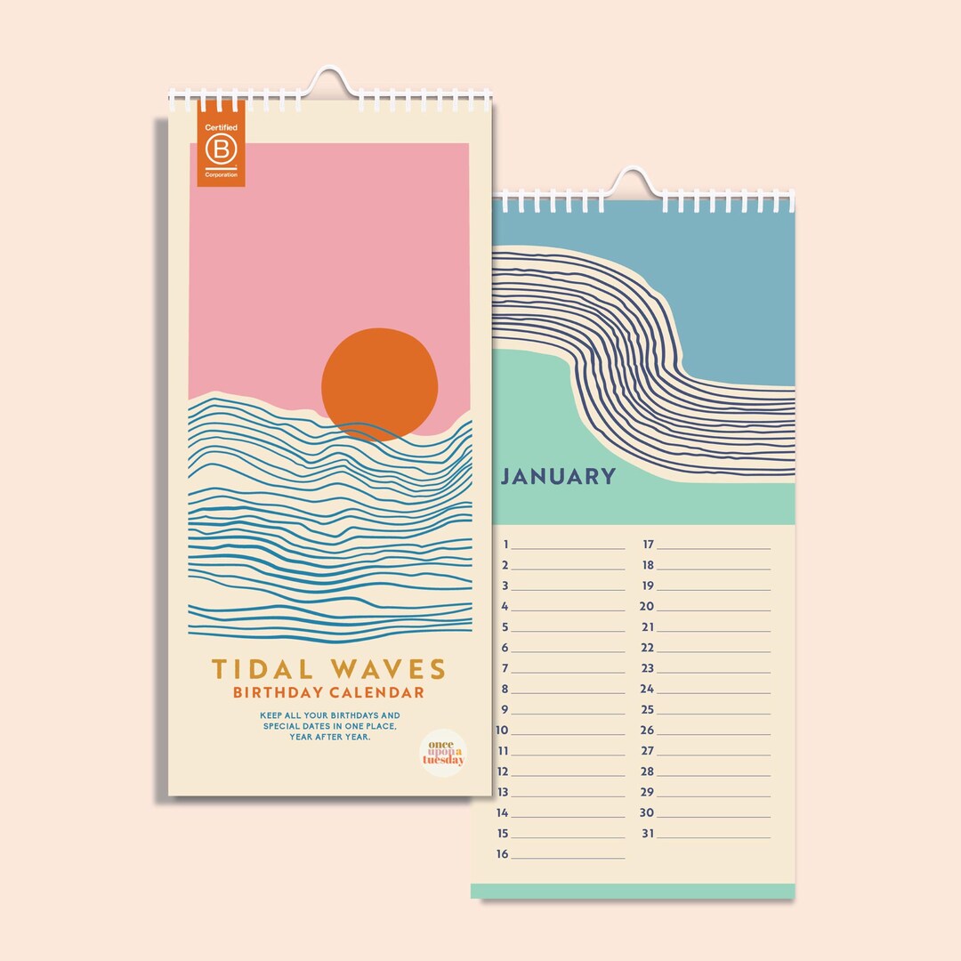 Tidal Waves Birthday & Celebration Calendar Perpetual Calendar Undated ...