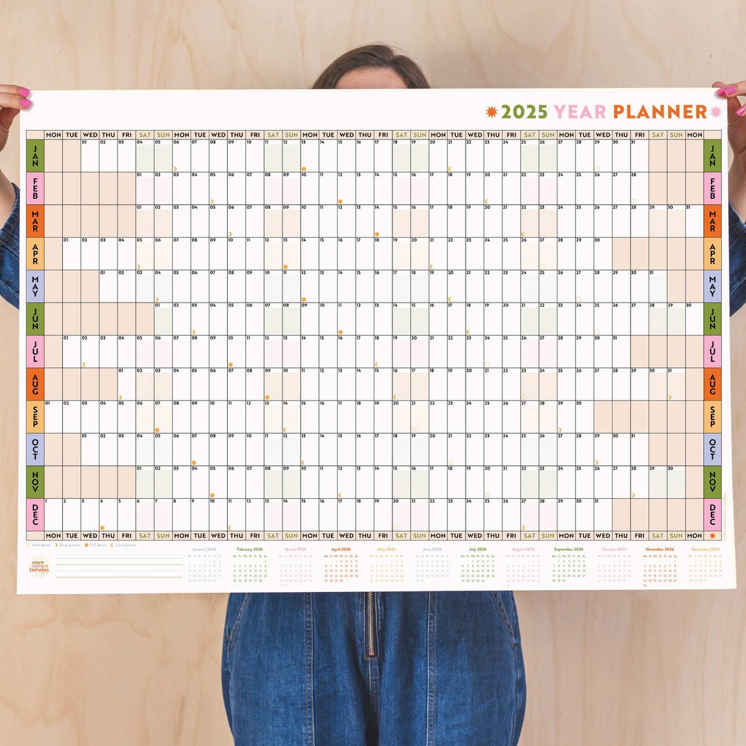 2025 Large A1 Wall Planner Landscape Colourful | 2025 Year Planner ...