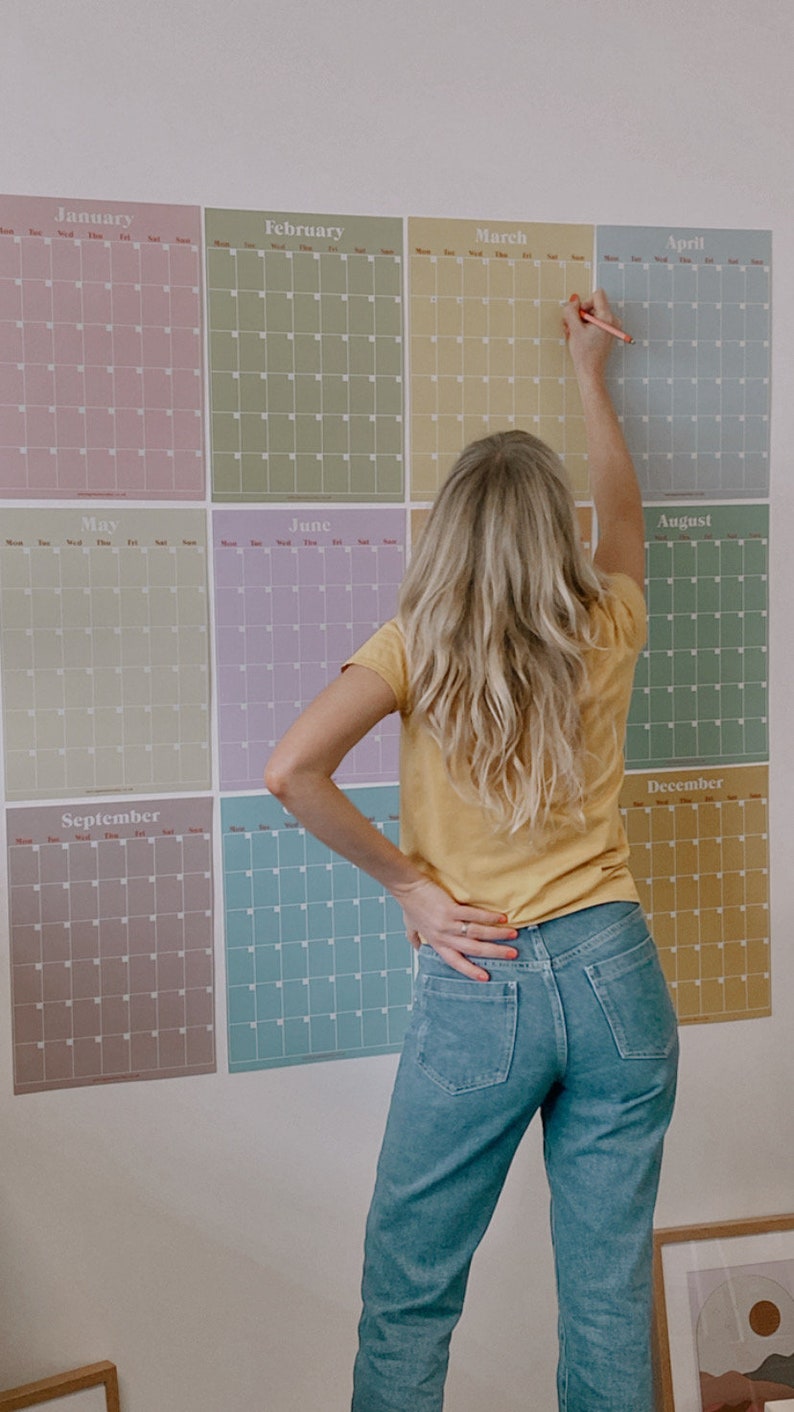 Large Monthly Wall Planner A3 Pastel Wall Planner Individual - Etsy
