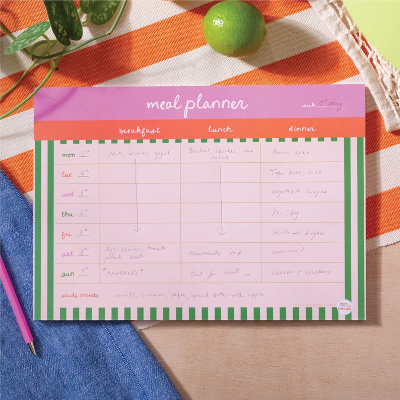Weekly Meal Planner Pad Tropical Cabana | A4 Meal Planner | Daily Meal ...