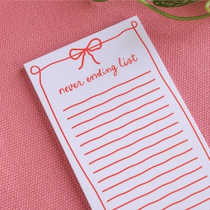 Slim To-do List & Notepad Never Ending List | Cute Bow | Tear off ...