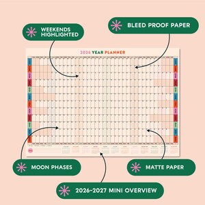 2026 A1 Wall Planner | Colourful Year Calendar | Landscape | Work Hard ...