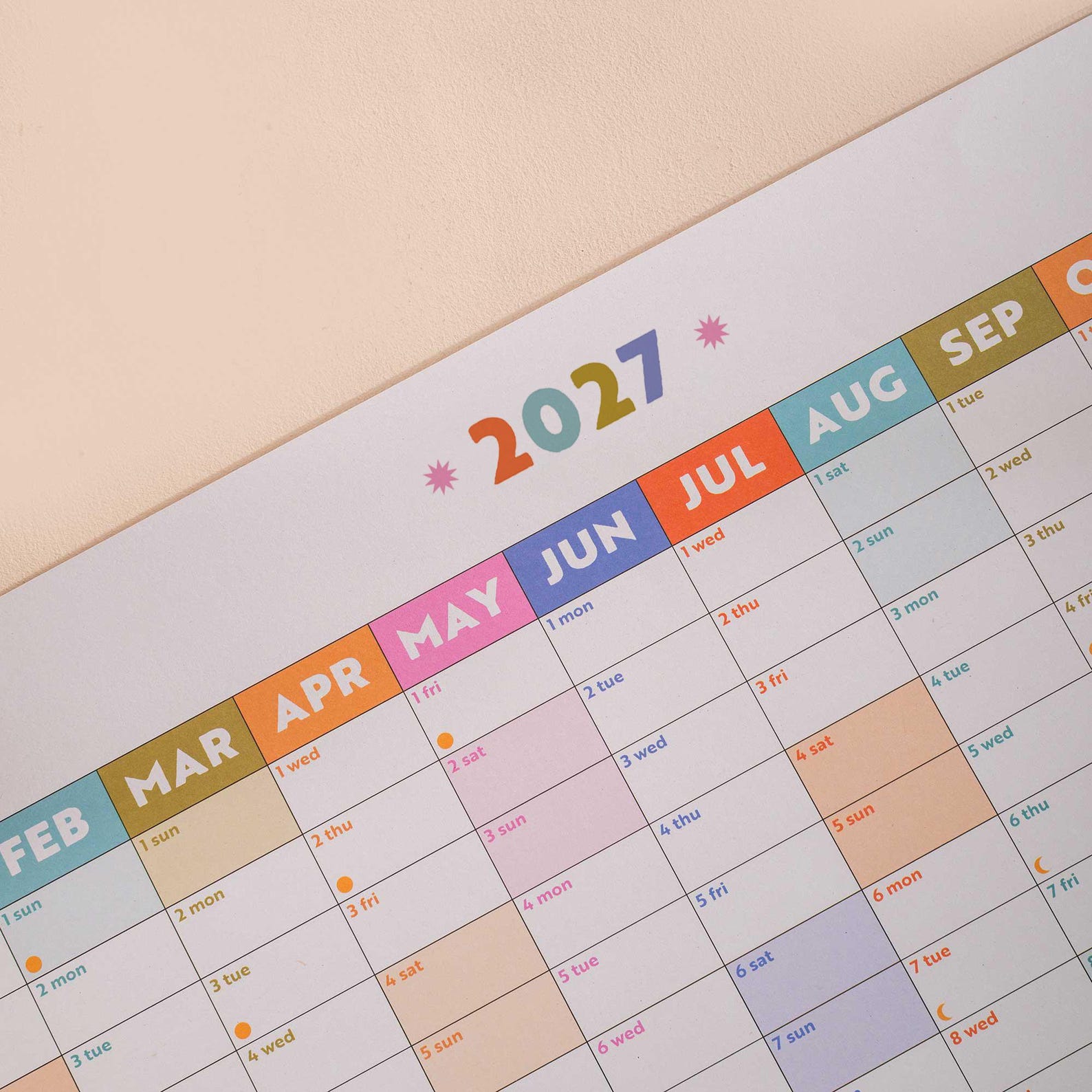 2027 Year Wall Planner Portrait Colourful Pastels | Pastel Planner ...
