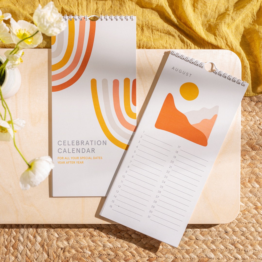 Abstract Rainbow Perpetual Calendar Birthday Calendar Wall Calendar ...