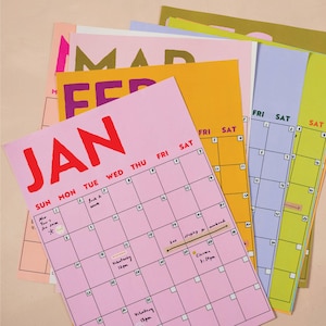 Large Monthly Wall Planner A3 Colourful | XL Wall Planner | Individual ...