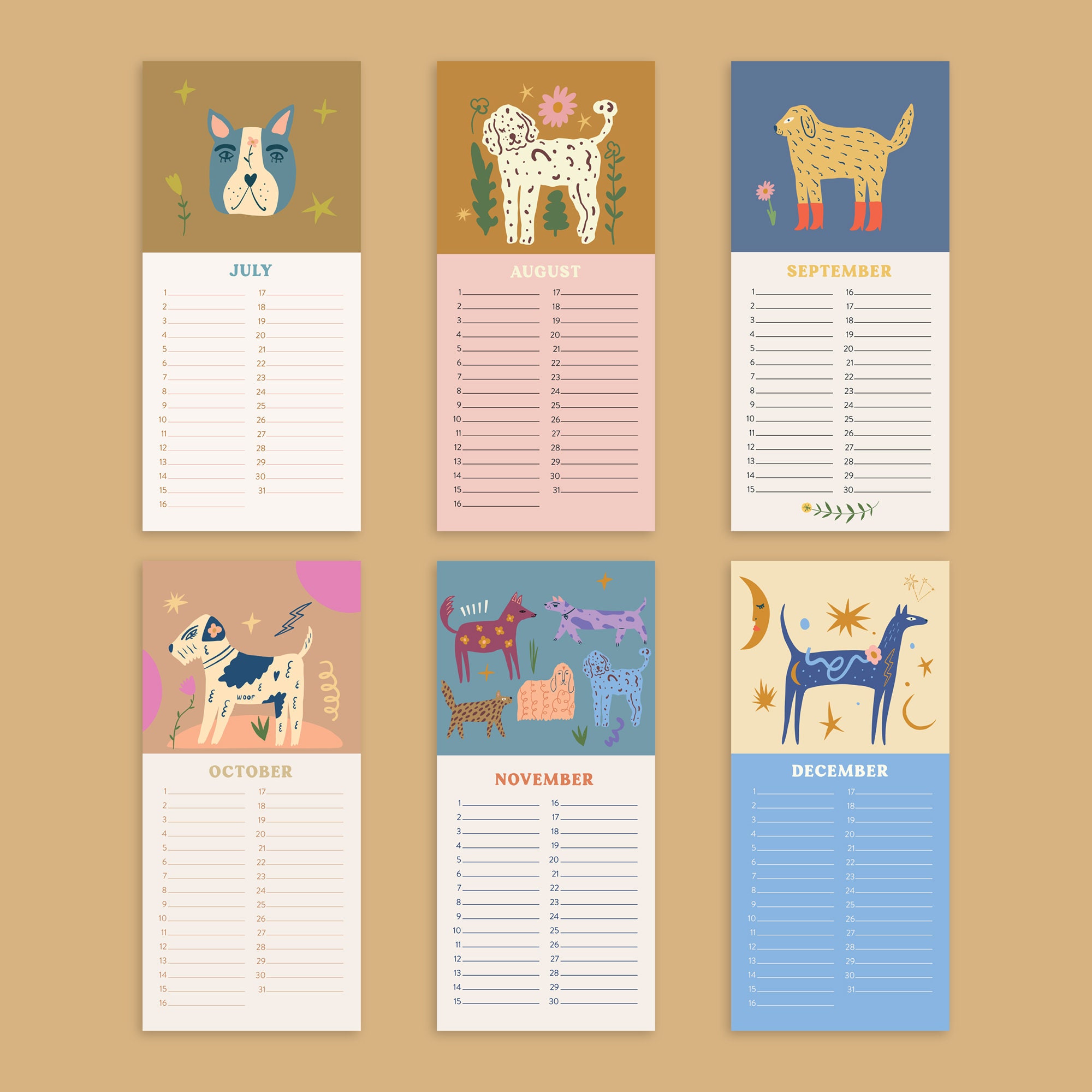 Dogs & Doodles Perpetual Calendar Dog Calendar Birthday - Etsy