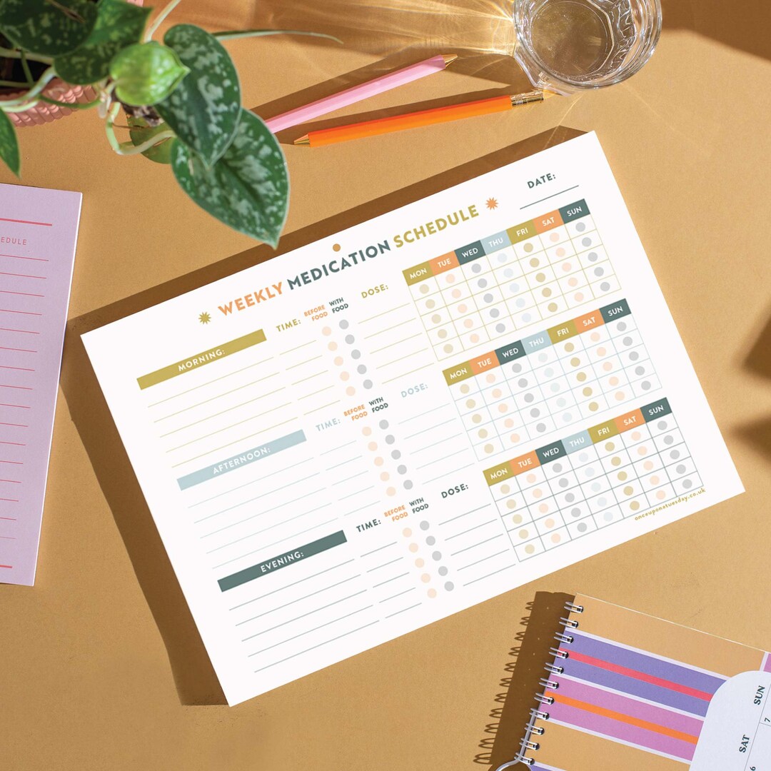 A4 Medication Schedule and Tracker Planner Pad Vitamin - Etsy