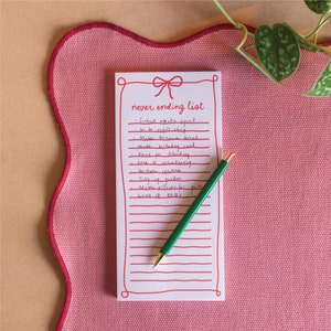 Slim To-do List & Notepad Never Ending List | Cute Bow | Tear off ...