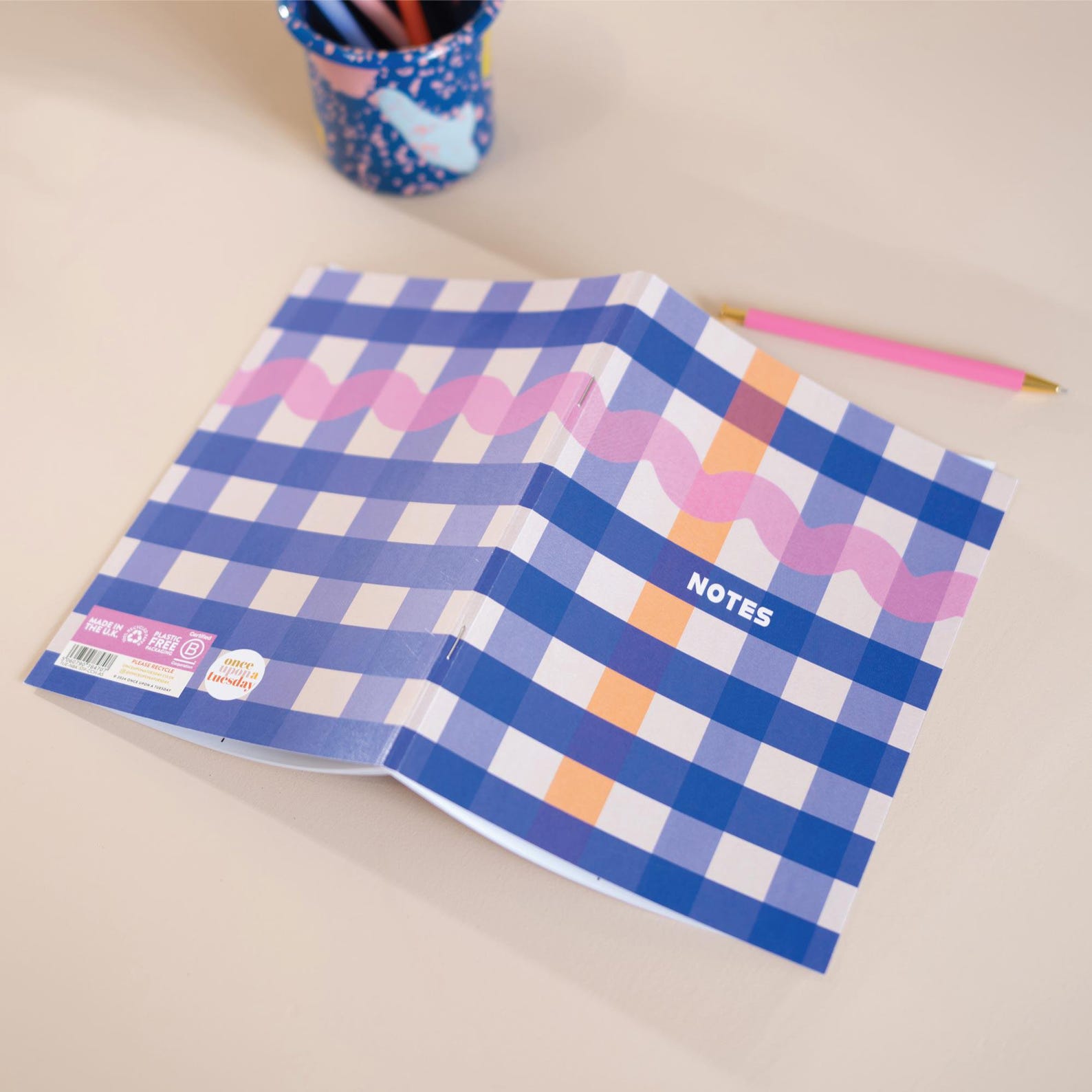 A5 Lined Notebook Checkered | Ruled Journal | Recycled Paper | Daily ...