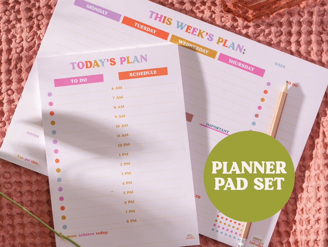 Weekly & Daily Planner Pad Set You Got This Colourful - Etsy