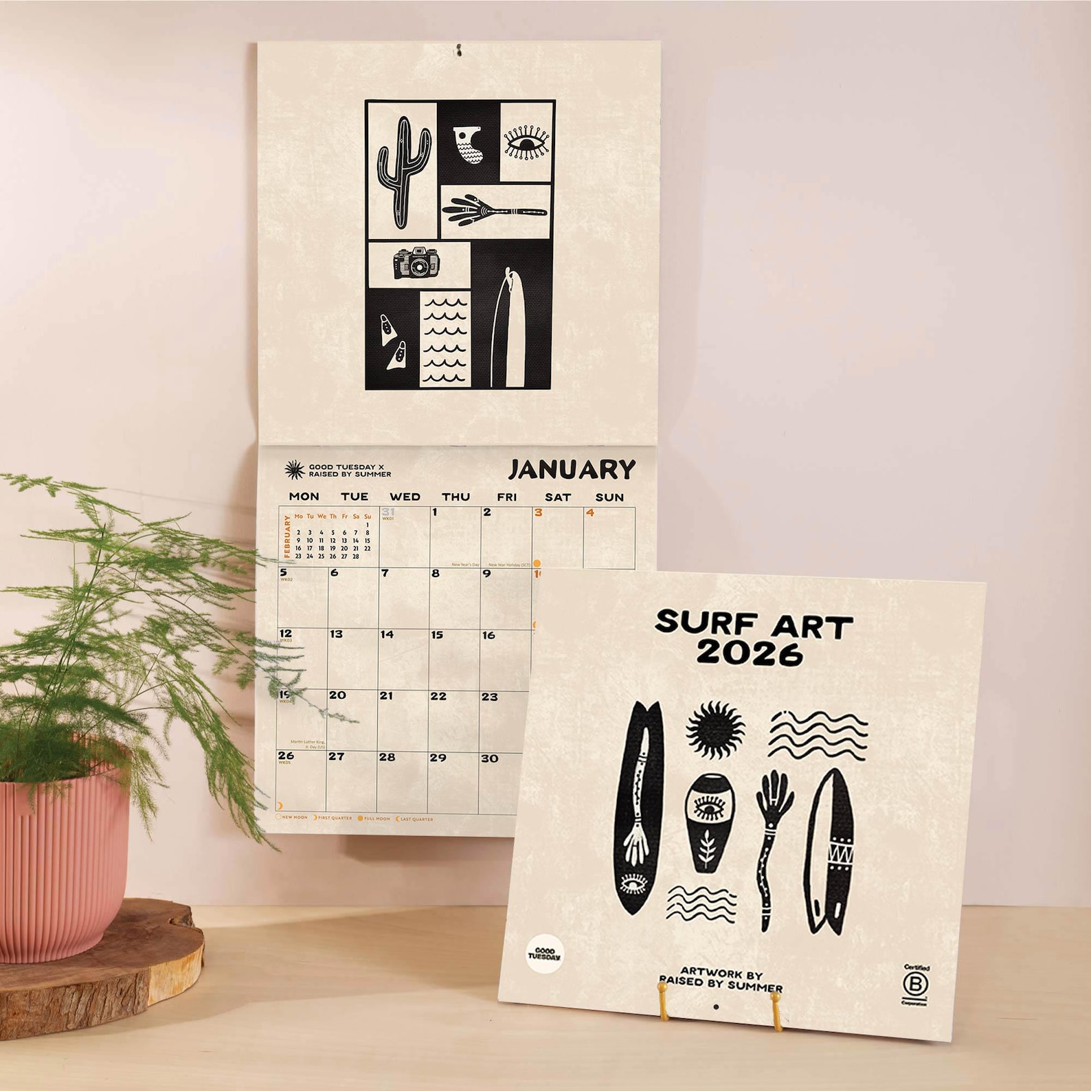 2026 Surf Art Calendar | Raised by Summer | Coastal Wall Planner ...