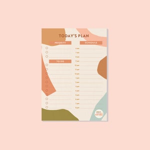 A5 Daily Planner Pad Boho Shapes Hourly Planner Notepad To-do List WFH ...