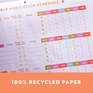A4 Medication Schedule and Tracker Planner Pad | Vitamin Tracker ...