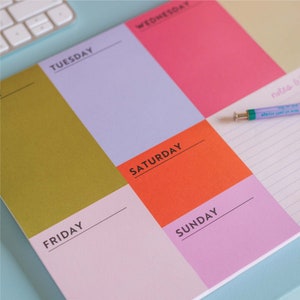 A4 Weekly Planner Pad Bold Colour Block | Desk Planner With Habit ...