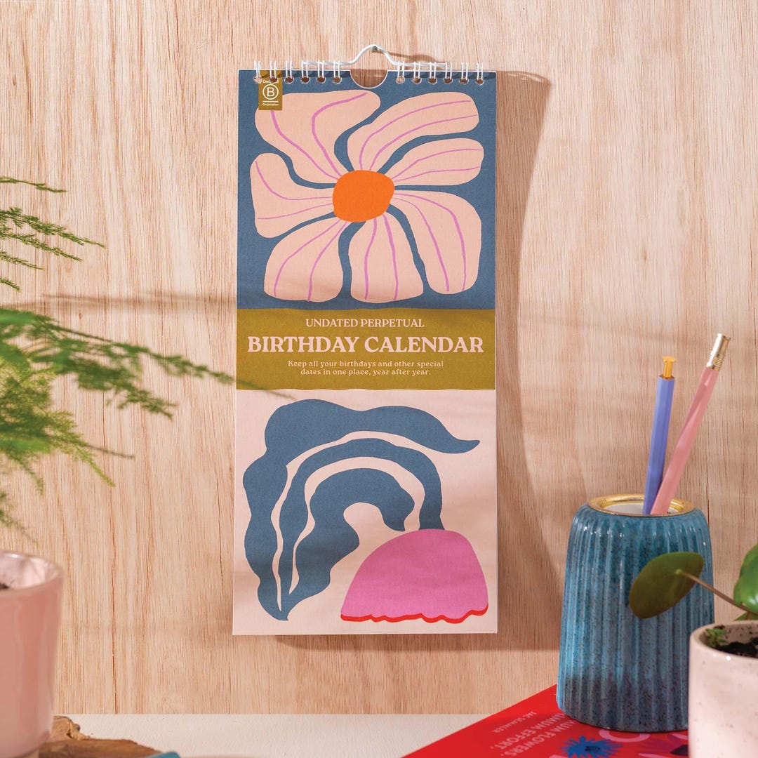 Perpetual Birthday Calendar Floral Design | Undated Planner | Birthday ...