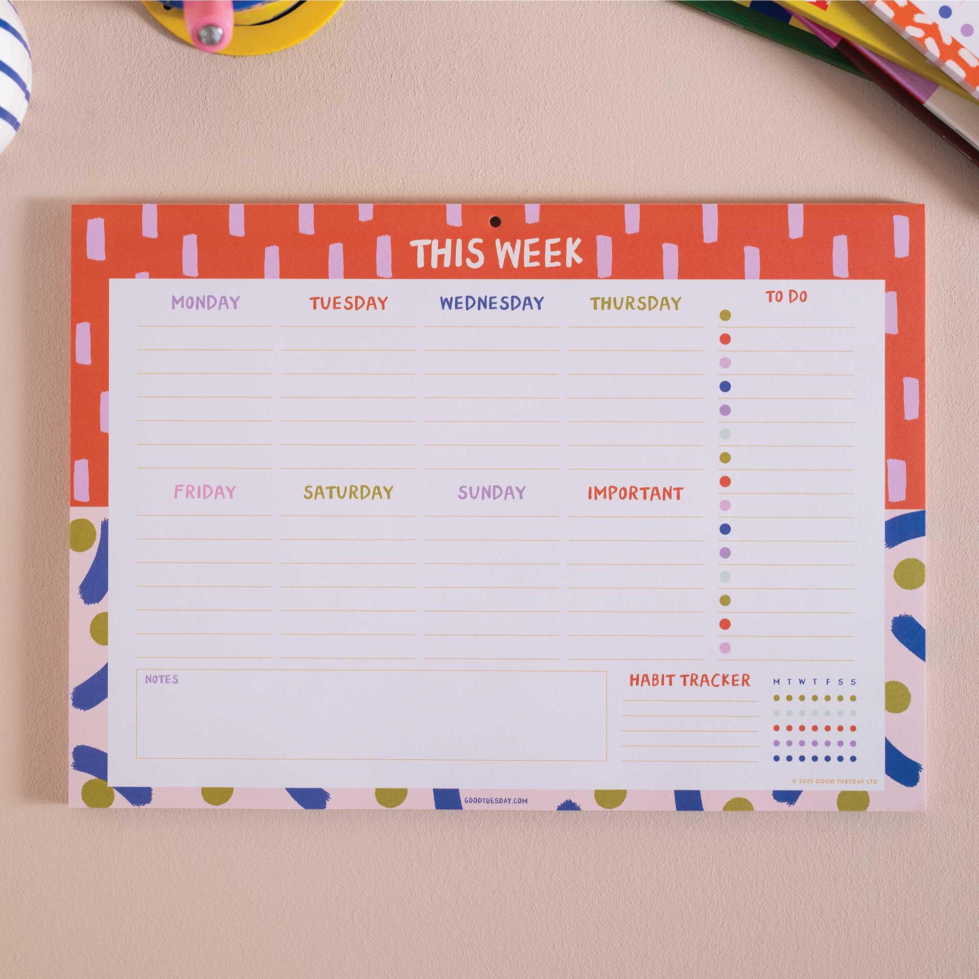 A4 Weekly Planner Pad Colour Flow | Desk Planner With Habit Tracker ...