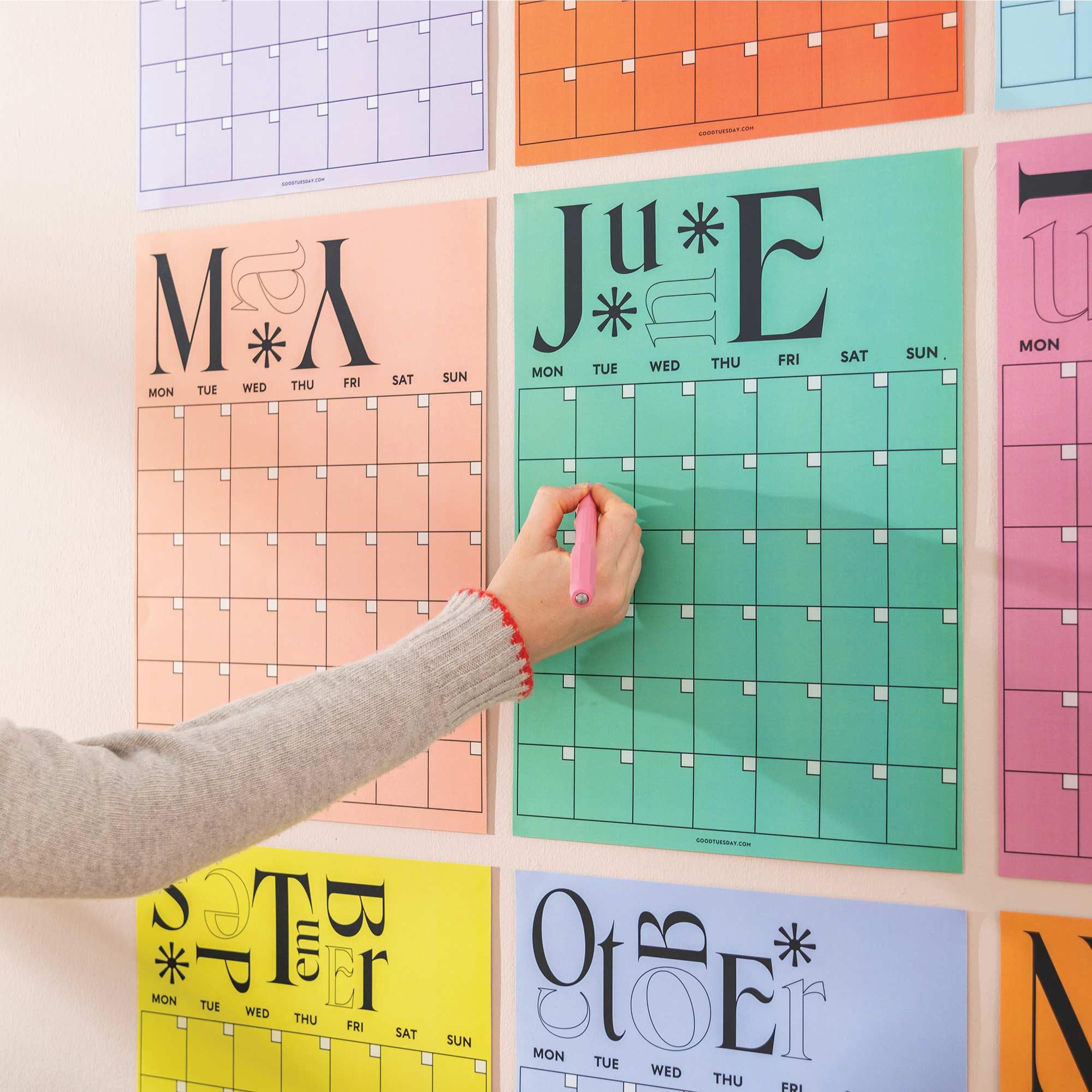 Large Typograhy Wall Planner A3 Posters Bold, Colourful, Playful Fonts ...