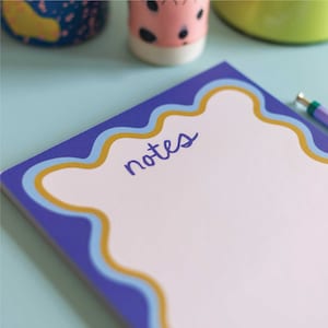 A5 Notepad & To-do List Blue Wavy | Wavy Deskpad | Tear off Notepad ...