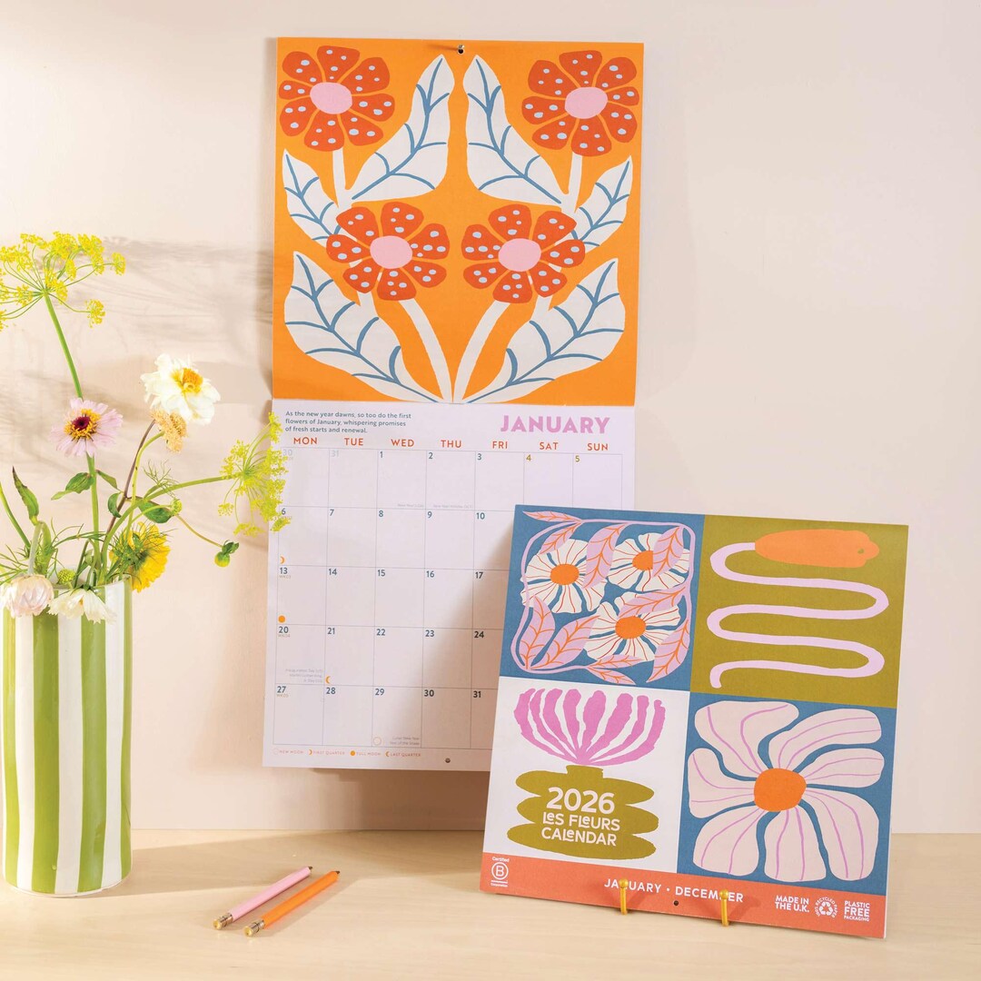 2026 Abstract Floral Calendar Large Monthly Planner | Flower ...
