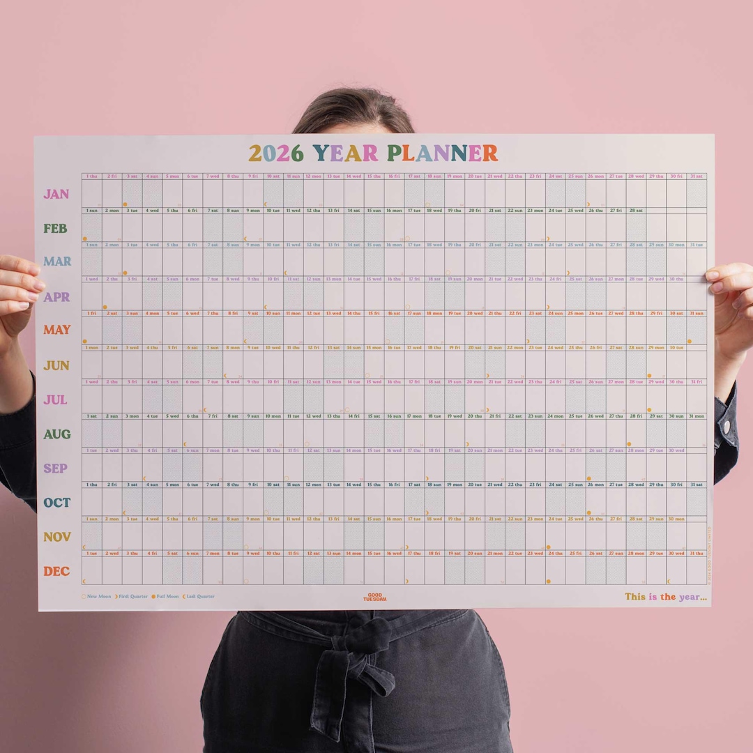 2026 Year Wall Planner Landscape Colourful | This is the Year | 2026 ...