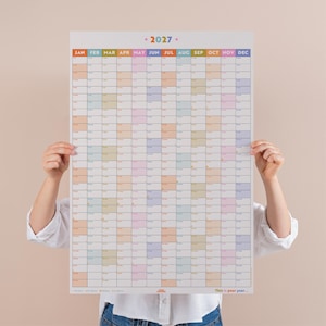 2027 Year Wall Planner Portrait Colourful Pastels | Pastel Planner ...