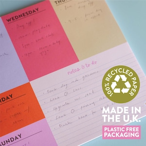 A4 Weekly Planner Pad Bold Colour Block | Desk Planner With Habit ...