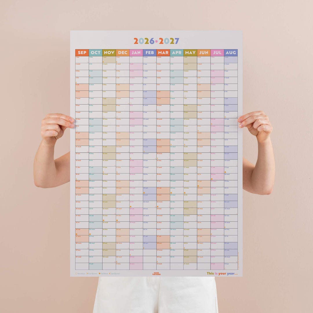 2026-2027 Wall Planner Academic Year | Portrait Calendar | Year to View ...