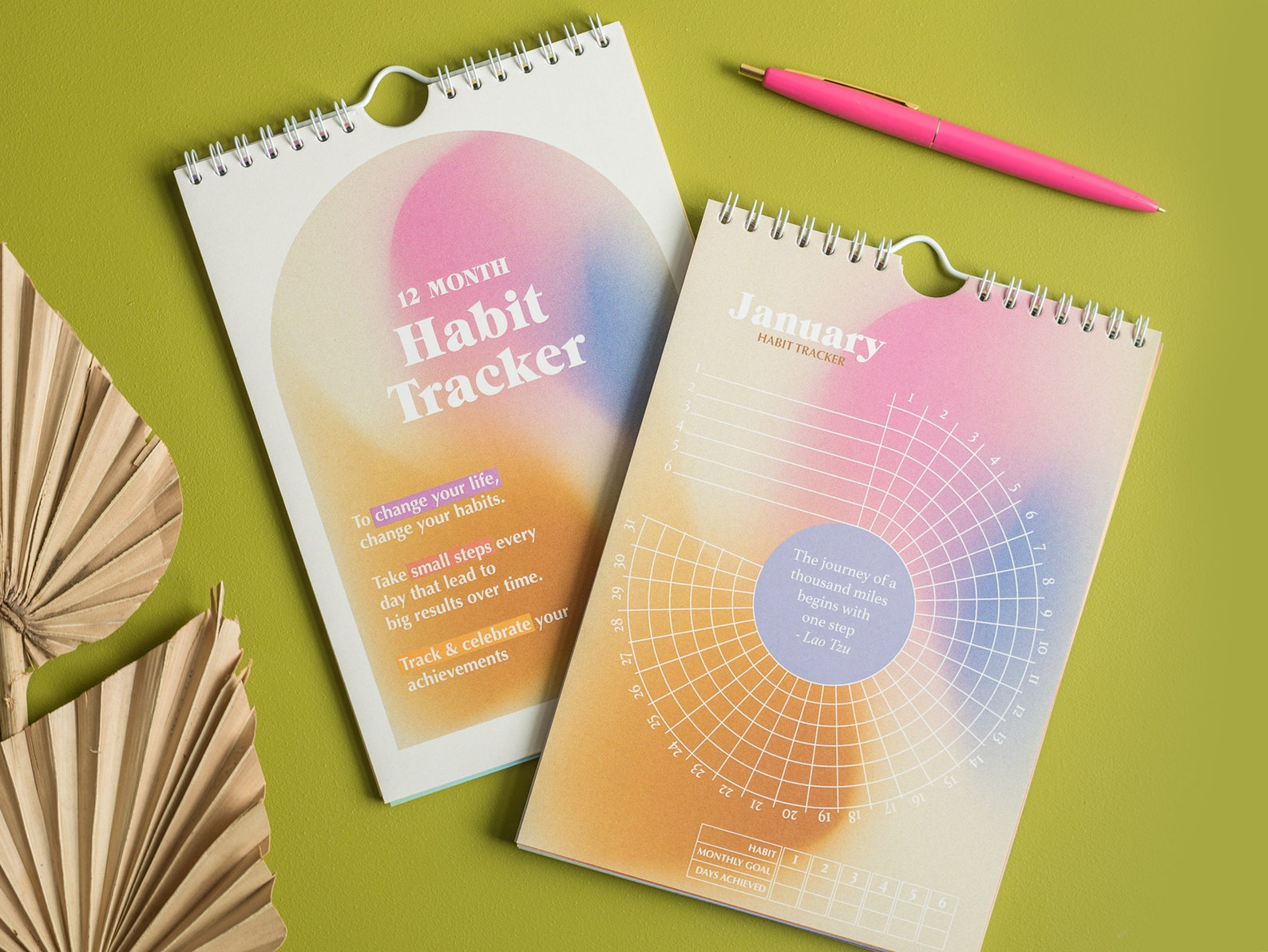 Daily Habit Tracker Monthly Calendar 12 Month Goal Planner - Etsy UK