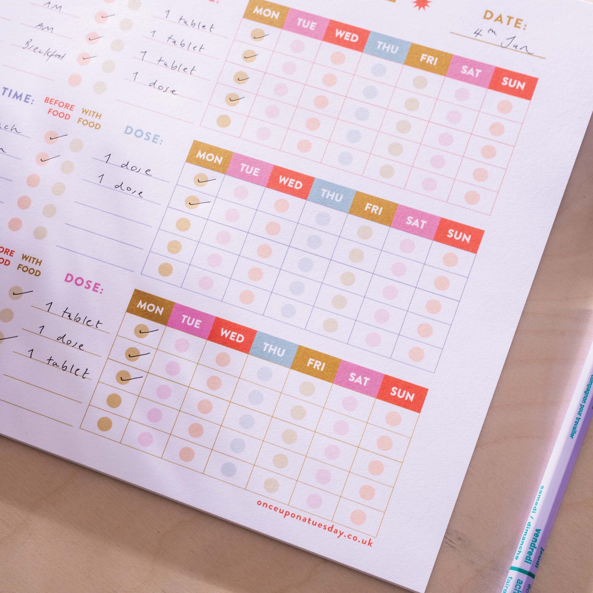 A4 Medication Schedule and Tracker Planner Pad | Vitamin Tracker ...