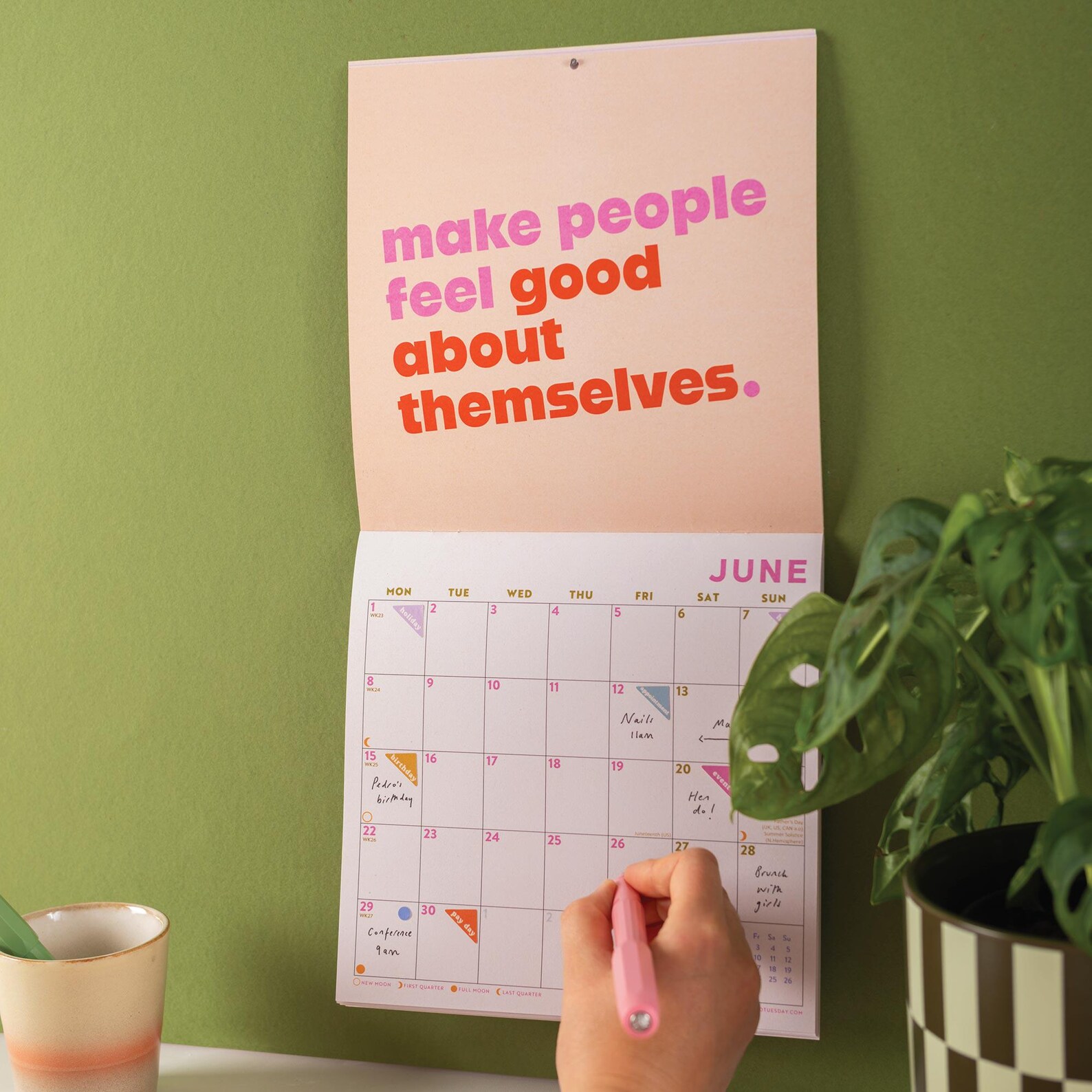 2026 Positivity Art Calendar Monthly Planner | Positive Quotes Calendar ...