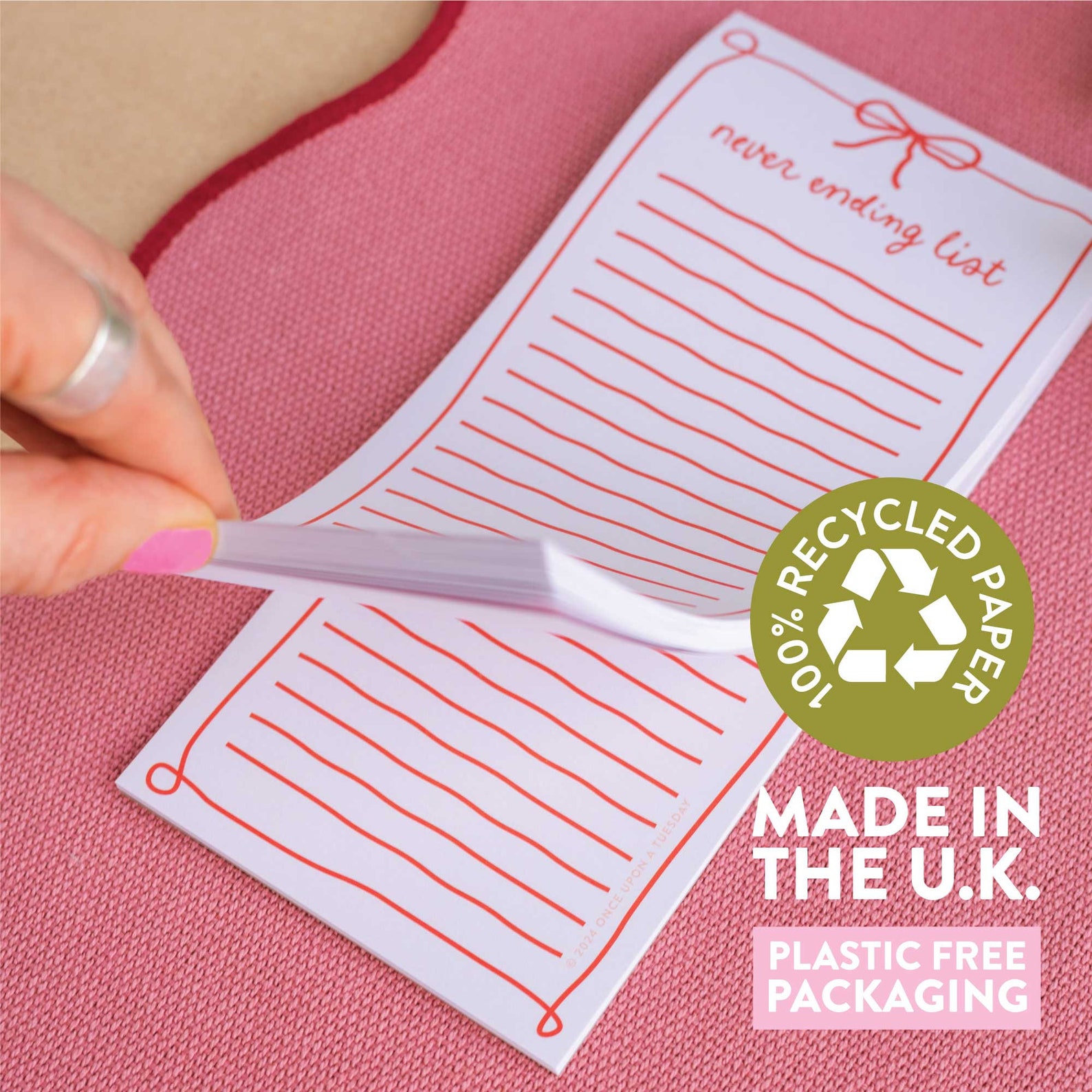 Slim To-do List & Notepad Never Ending List | Cute Bow | Tear off ...