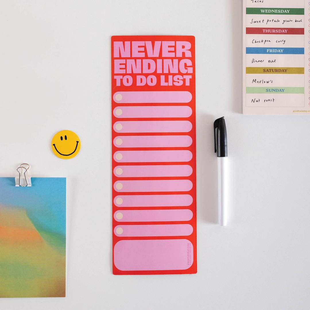 Magnetic To-do List Pink & Red | Fridge Magnet Planner | Dry Wipe ...