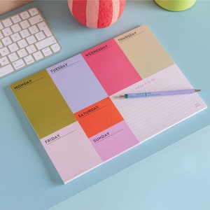 A4 Weekly Planner Pad Bold Colour Block | Desk Planner With Habit ...
