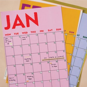 Large Monthly Wall Planner A3 Colourful | XL Wall Planner | Individual ...
