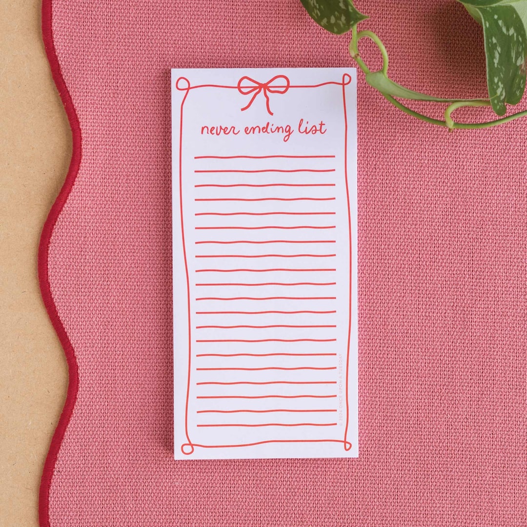 Slim To-do List & Notepad Never Ending List | Cute Bow | Tear off ...