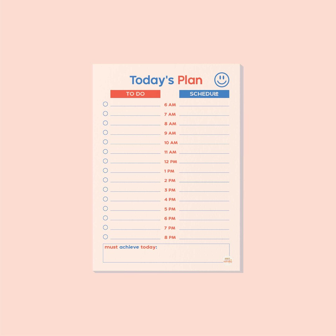 A5 Daily Planner Pad School Planner Hourly Notepad To-do List Study ...