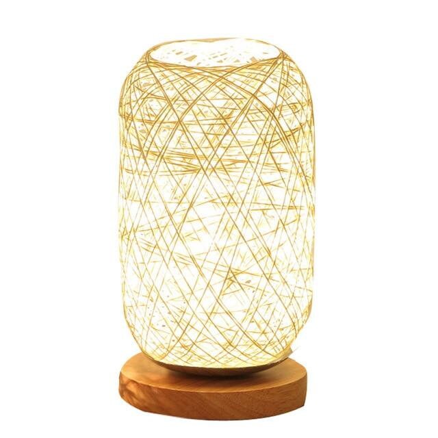 Rattan Style Table Lamp Wood Rattan Twine Ball Lights Table - Etsy