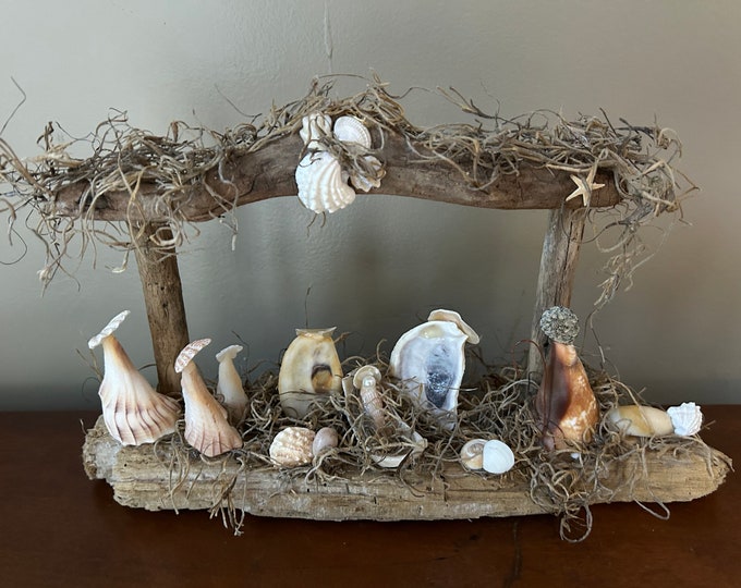 Nativity, Oyster Shell Nativity , Driftwood Nativity, Christmas Present ...