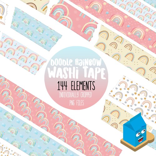 Digital Washi Tape Clipart Japanese Sticker Set Digital - Etsy