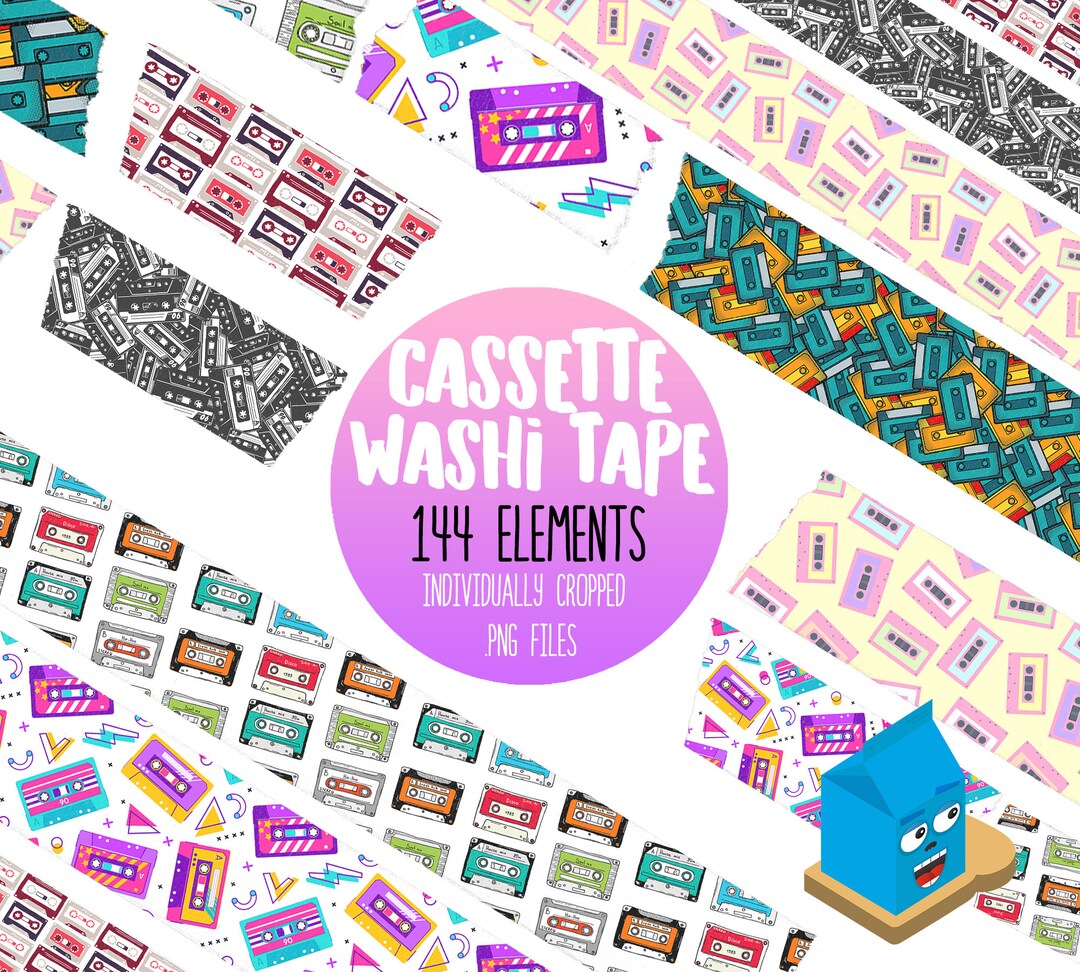 Digital Washi Tape Clipart Cassette Sticker Set Digital Planner ...