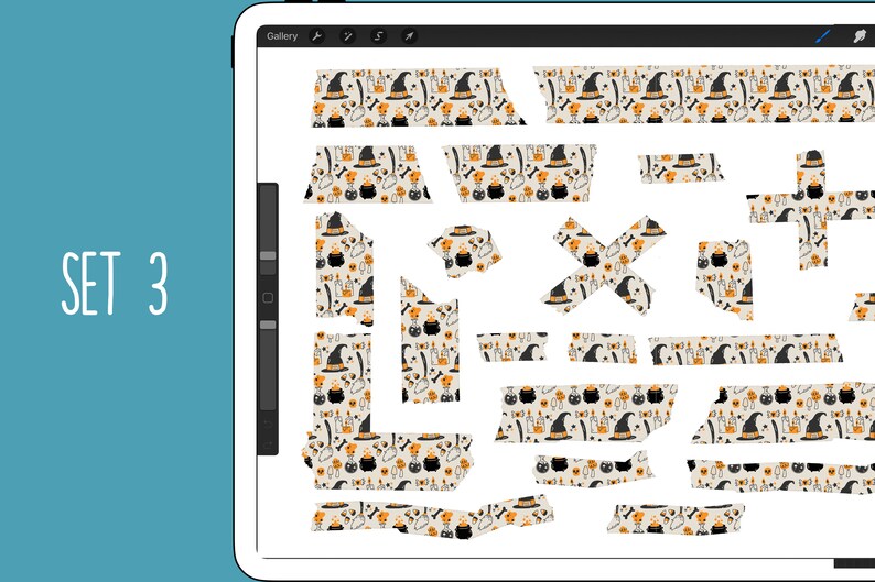 Digital Washi Tape Clipart Halloween Sticker Set Digital - Etsy