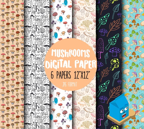 Digital Paper Printable Clipart Mushroom Scrapbooking Digital - Etsy UK