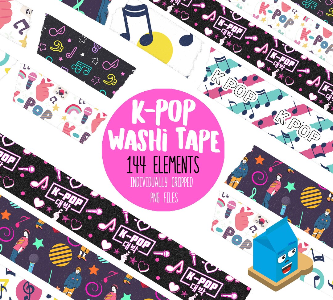 Digital Washi Tape Clipart Kpop Sticker Set Digital Planner Stickers ...