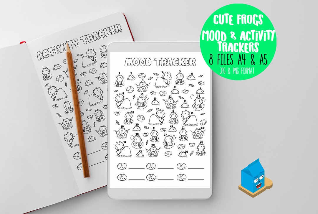 Digital Mood & Activity Trackers Printable Cute Frog Scrapbooking ...