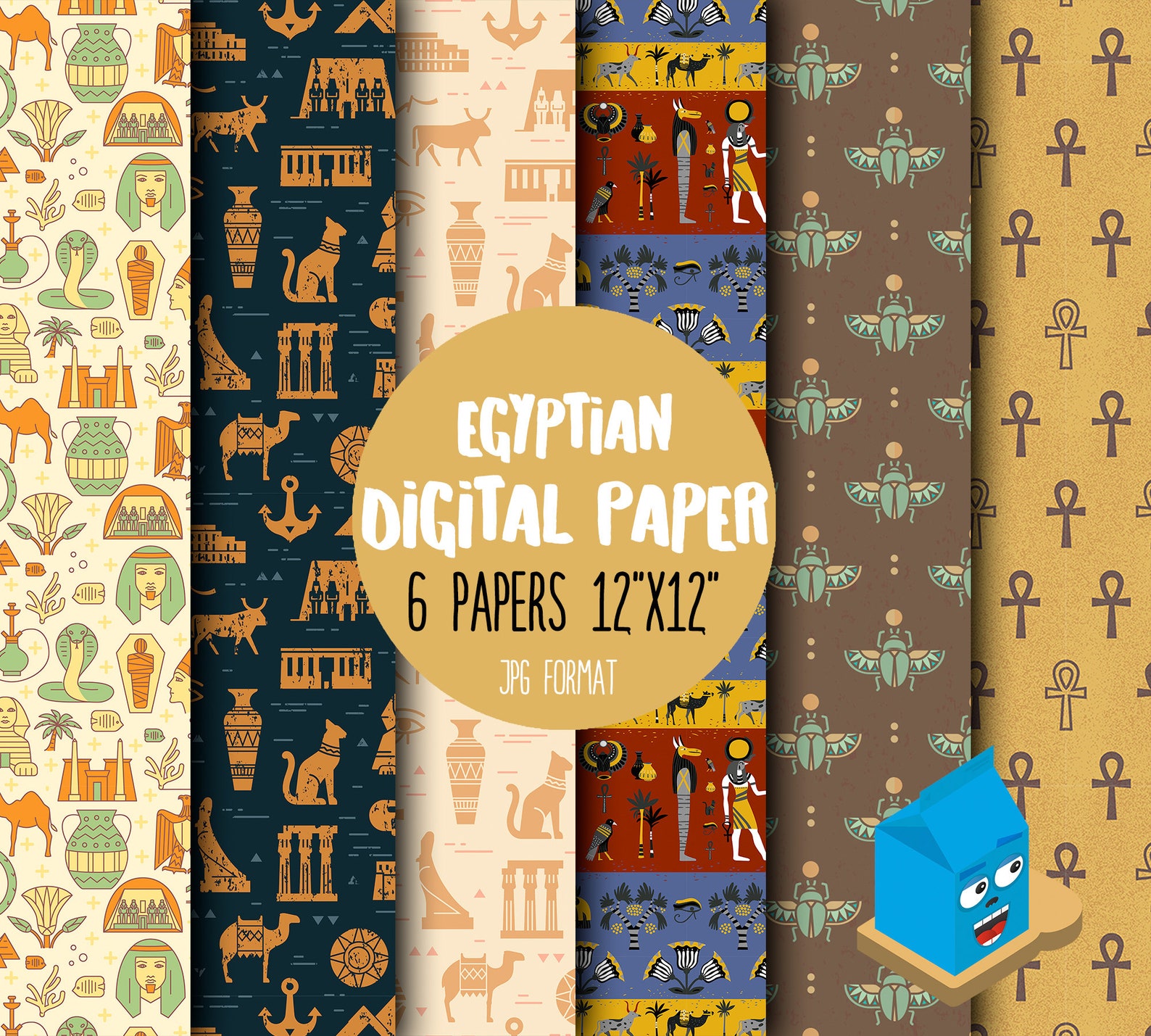 Digital Paper Printable Clipart Egyptian Scrapbooking Digital Paper ...
